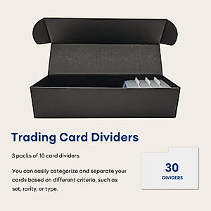 Fageverld Trading Card Storage Box with Dividers, 10 Count with 3 Pack of 10 Card Dividers, Card Boxes for Baseball Football Sports Cards, and Mtg Playing Cards, Cardboard, Black