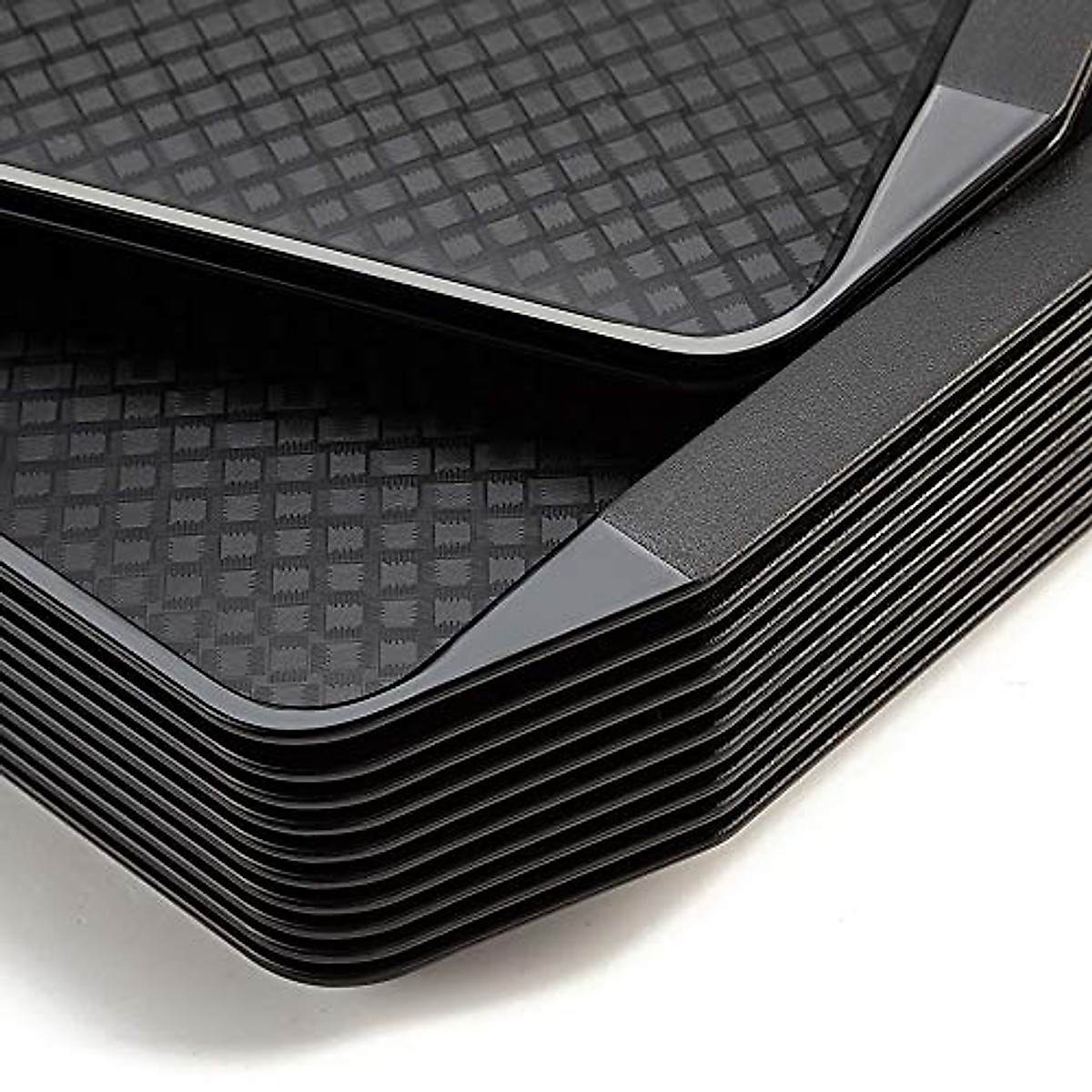 Eslite Plastic Fast Food Serving Tray,16.95 by 11.82-Inch,Set of 12 (Black)