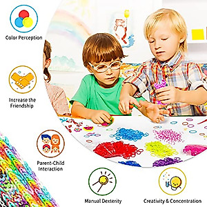 Inscraft 17500+ Rubber Loom Bands with 3 Layer Blue Container, 28 Colors, 600 S-Clips, 352 Beads, 40 Cartoon Pendant, Bracelet Making Refill Kit for Kids