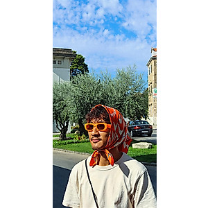 ADE WU Rectangle Sunglasses for Women Men Retro 90s Sunglasses Trendy Orange Frame Glasses Y2K Brown Lens Shades