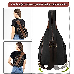 Jannloe Canvas Sling Backpack Casual Crossbody Pack for Women Men Shoulder Rucksack Daypack