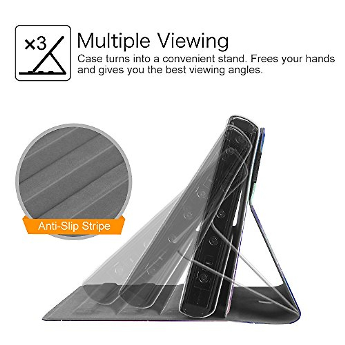 Fintie Protective Case for Nintendo Switch - [Multi-Angle Viewing] Ultra Slim Vegan Leather Play Stand Cover with Elastic Strap for Nintendo Switch 2017 - Galaxy