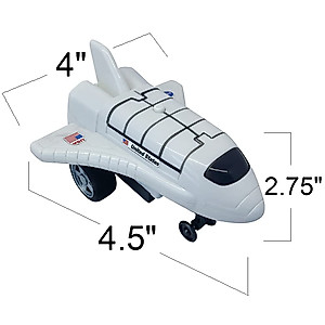 ArtCreativity Light Up Space Shuttle Toys, Battery Operated Spaceship Toy with LEDs, Sound, and Push and Go Motion, NASA Toys Outer Space Shuttle Toy Gifts for Boys and Girls, Set of 3,