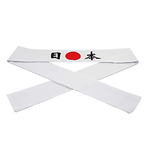 White Japanese Sushi Chef Bandana Hachimaki Karate Headband - Japan