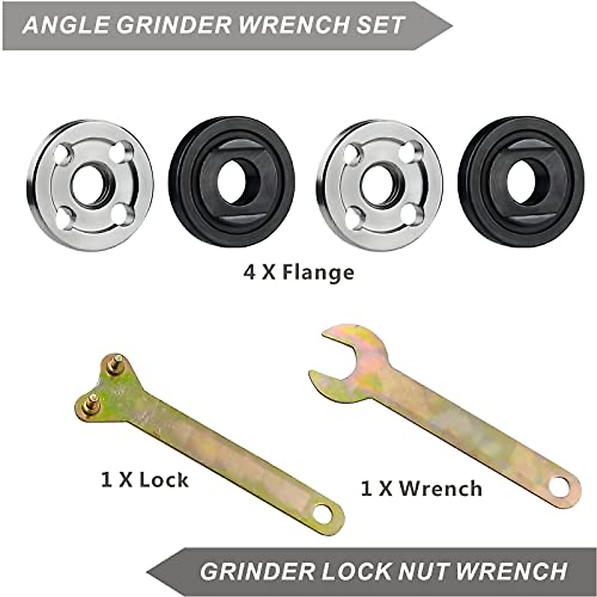 KOSIDA Replacement 100mm Angle Grinder 3/8 Inch Nut Parts Angle Grinder Parts Set Lock Nut Wrench Tool Set Suitable For Electric Drill Angle Grinder 3/8 Inch Arbor Mandrel Shaft Nut Accessories