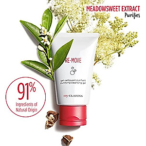 My Clarins RE-MOVE Purifying Cleansing Gel | Leaves Skin Radiant, Smooth, Shine-Free and Refined | Visibly Reduces Look Of Pores | Gently Cleanses and Purifies* | Vegan, Paraben-Free | 4.5 Ounces