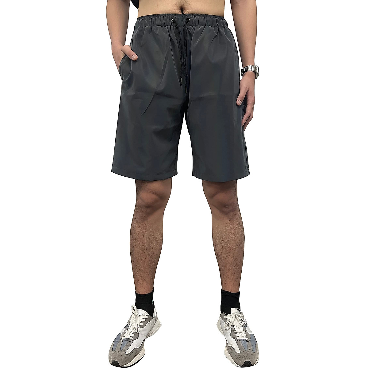 LZLRUN Rainbow Reflective Shorts Pants Men Fluorescent Trousers Casual Night Jogger (XL, Shorts)