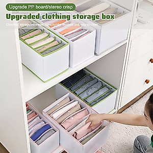 MENGHUONIAN Upgraded Clothes Drawer Organizers, 2/3 Pcs Jeans Compartment Storage Box, 7/9 Grids Clothes Drawer Mesh Separation Box, Anti-Deformation, Washable, Foldable(Gray,2 Pcs Jeans Grid)