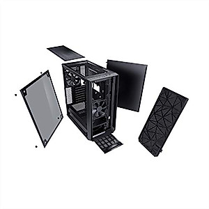 Fractal Design Meshify C - Compact Computer Case - High Performance Airflow/Cooling - 2X Fans Included - PSU Shroud - Modular Interior - Water-Cooling Ready - USB3.0 - Tempered Glass - Blackout