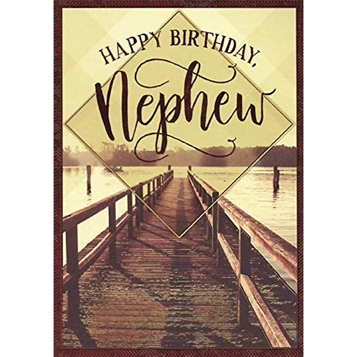 Designer Greetings Long Pier and Gold Foil Diamond Shaped Border Religious Birthday Card for Nephew