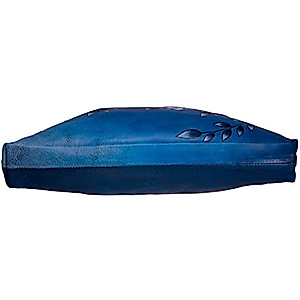 Evi's Bags Women's Hand Painted Genuine Leather Handbag - Shoulder Bag - Hobo, by Evi's Bags. Unique, Large, Handmade Purse - Satchel - Tote. Wearable Art - “Midnight BlueIn Bag, Blue, White, Black