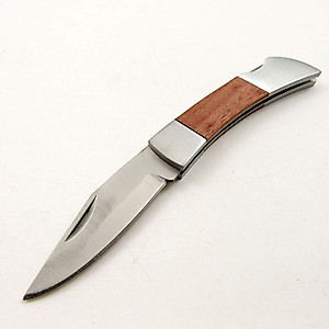 FOLDING POCKET KNIFE Low-Cost Small Silver Carbon Sharp Blade Wood Classic Lockback Hunter Knife
