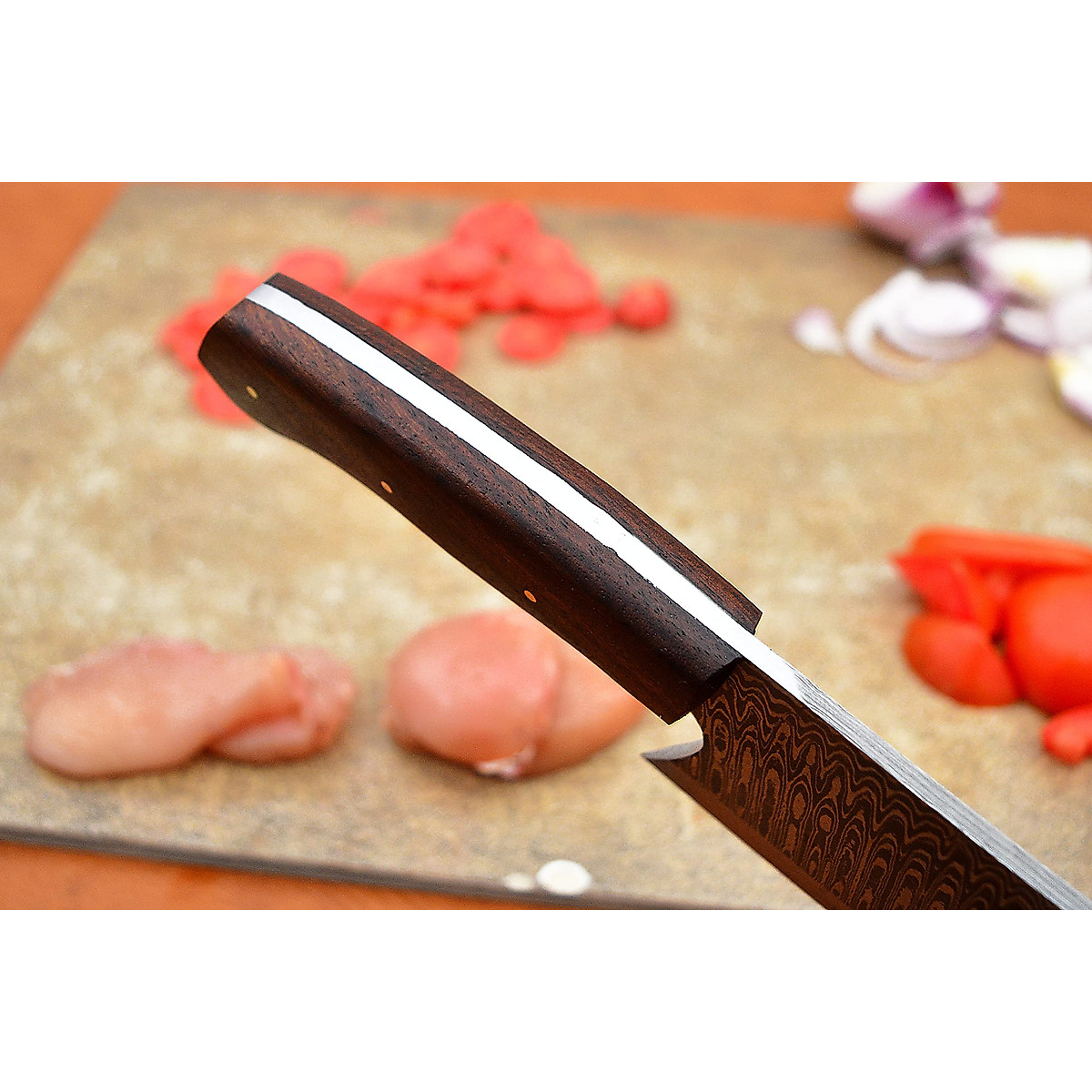 Cleaver Knife, Butcher Knife, Meat Knife, Cleaver Chef Knife, Meat Cleaver Knife, 7 Inch Damascus meat Cleaver Knife Butcher Knife For Meat Cutting With Pakkawood Handle & Leather Sheath