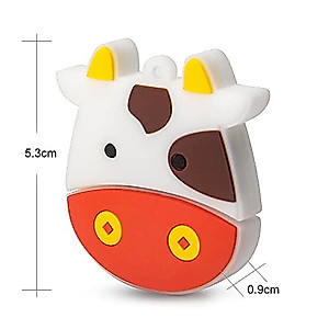 USB Flash Drive 32GB Cute Cow Pattern USB Drive Thumb Drives USB 2.0 Memory Stick for External Data Storage, White Red