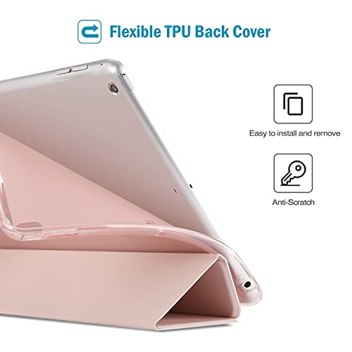 ProCase iPad 9.7 Inch Case iPad 6th 5th Generation Cases, iPad Air 2, iPad Air Case, Slim Soft TPU Cover Stand Smart Case for iPad 9.7 2018 2017 Model iPad Air 2 Air 1 -Pink