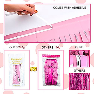 Bupelo Minnie Birthday Party Supplies, 2 Pack Minnie Tinsel Foil Fringe Curtains, Minnie Themed Patterns Photo Booth Prop Backdrop Streamer, Minnie Birthday Party Decorations, Room Decor for Kids