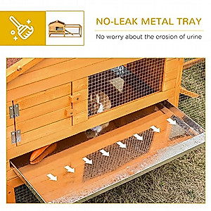 PawHut 62" Large Outdoor Rabbit Cage Small Animal Hutch Playpen With Run