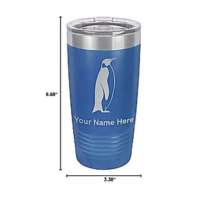 LaserGram 20oz Vacuum Insulated Tumbler Mug, Penguin, Personalized Engraving Included (Dark Blue)