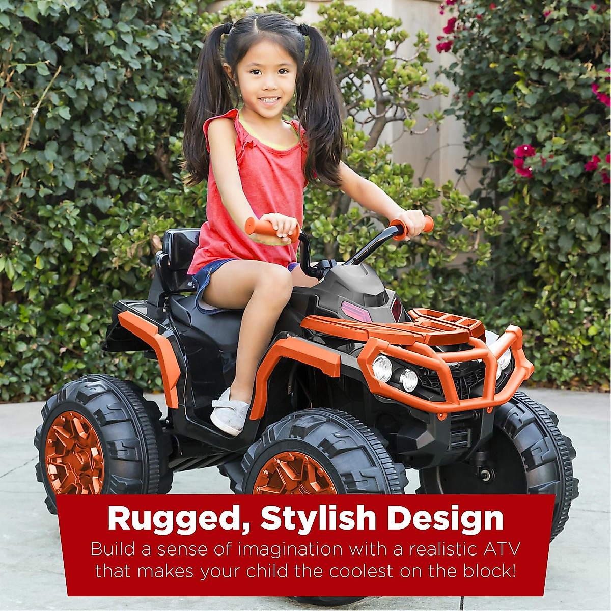Best Choice Products 12V Kids Ride-On Electric ATV, 4-Wheeler Quad Car Toy w/Bluetooth Audio, 3.7mph Max Speed, Treaded Tires, LED Headlights, Radio - Orange
