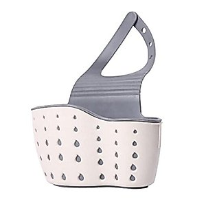TA sponge Holder Sink Faucet Side Caddy Soap Scrubber Dishwashing Brush Organizer For Kitchen Bathroom Organization Storage Baskets With Sanitary Drain Holes And Adjustable Strap (beige)