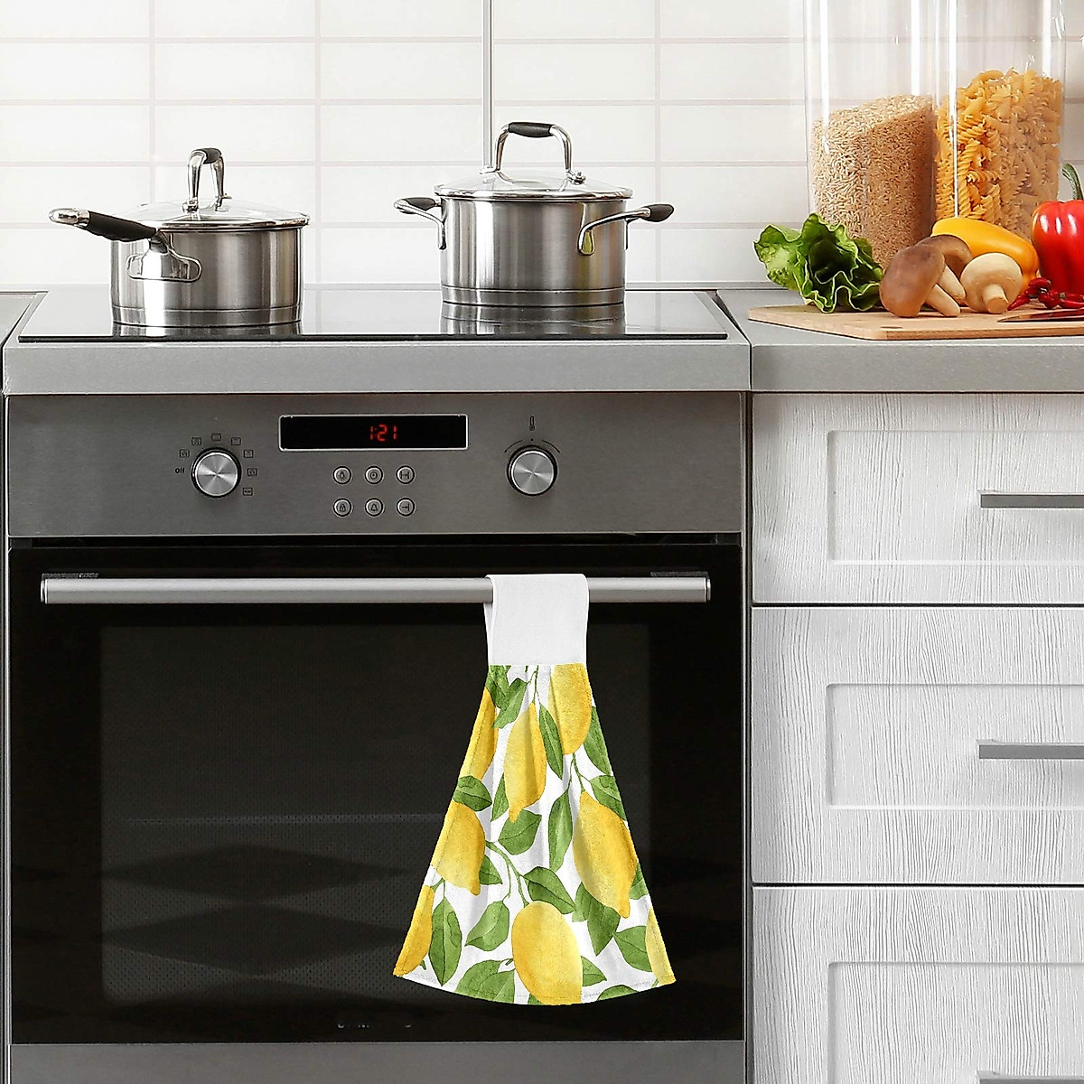 Boccsty Lemon Hanging Kitchen Towels 2 Pieces Summer Lime Tree Branch Dish Cloth Tie Towels Hand Towel Tea Bar Towels for Bathroom Farmhouse Housewarming Tabletop Home