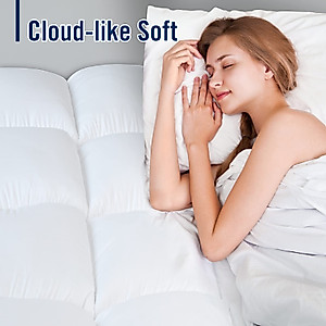 HIMOON Twin Size Mattress Pad Topper - Extra Thick Mattress Protector Pillow Top with 21" Deep Pocket for 8-24 inches Mattress, Snow Down Alternative Fill for 39 * 75 Inch Size Bed.