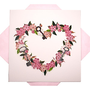 Floral Heart Lock, Quilling Card 3D - Unique Dedicated Handmade, Design Greeting Card for Birthday, Valentine's Day, Mothers Day, Spring, Fathers Day, Graduation, Wedding, Anniversary, Thank You, Get Well, All Occasion | 6" x 6"