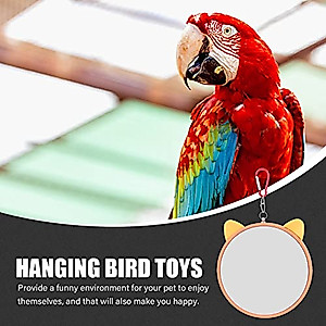 POPETPOP 2Pcs Bird Mirror Parrot Hanging Swing Mirror Toys Bird Interactive Playing Toy for Chicken Cockatiel Parakeets Canaries Budgie Cage Accessories