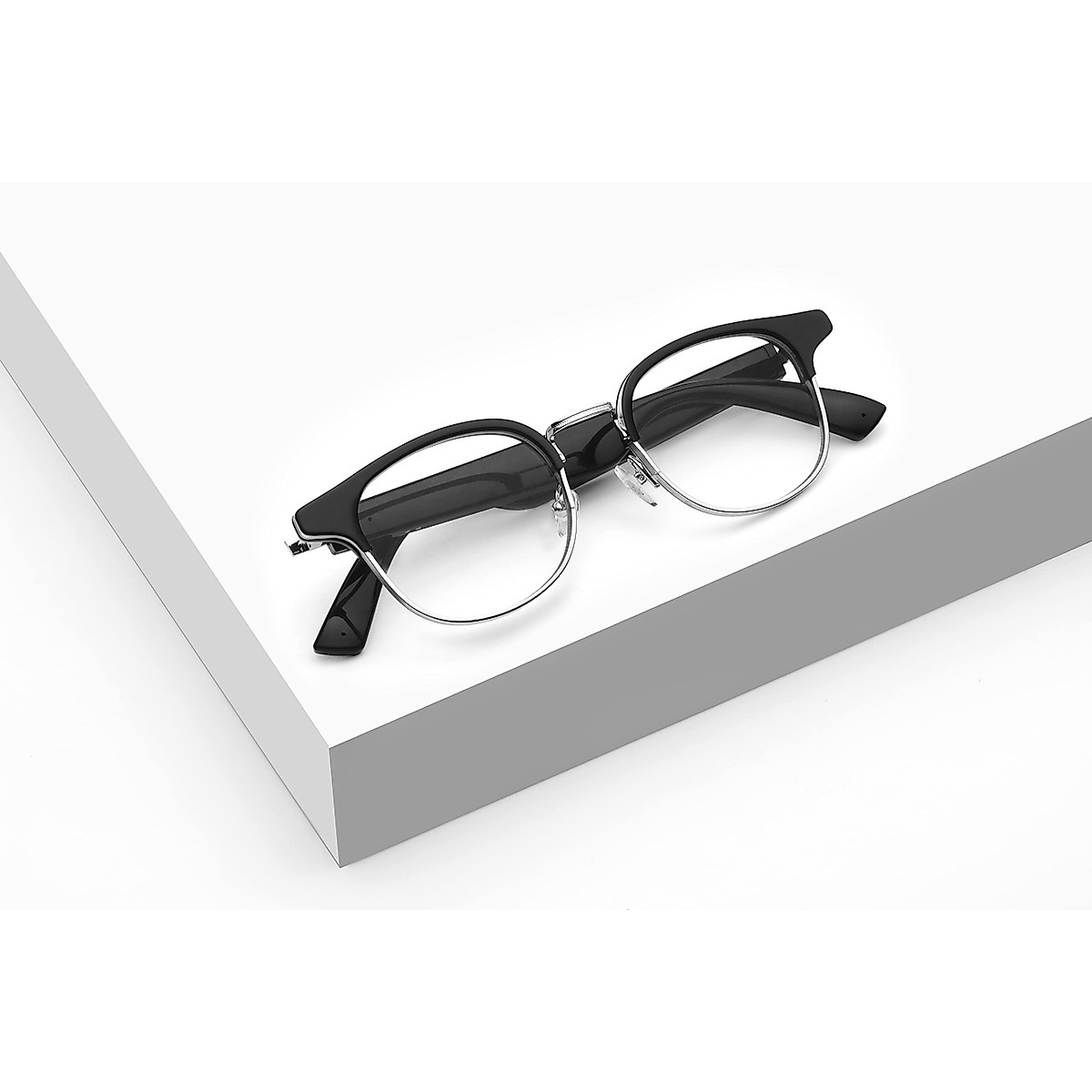 Smart Music Call Glasses Waterproof and Dustproof Anti -Blue Light Navigation Intelligent Voice Siri Awakening Sunglasses Metal Frame Personalized Headset Rose Gold (Bluck Gold-Anti -Blue Light)