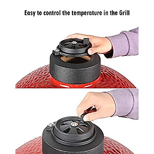 VANKEY Cast Iron Vented Chimney Cap for Kamado Joe Dual Function Metal Top,Kamado Joe Accessories Daisy Wheel for Classic & Big Joe Series Kamado Joe Damper Chimney Cap Kamado Joe Replacement Parts
