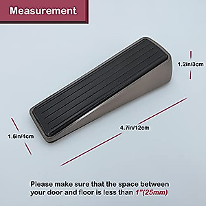 Lovein Door Stopper with Metal Alloy, Rubber Door Stop Wedge Works Quite and Security, Hold Heavy Doors Firmly by Non-Skid Rubber Base Grip , Chrome black