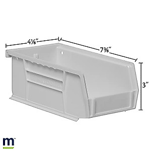 Akro-Mils 30220 AkroBins Plastic Hanging Stackable Storage Organizer Bin, 7-Inch x 4-Inch x 3-Inch, Blue, 24-Pack