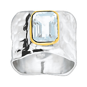 Silpada 'Lakeside' Natural Sky Blue Topaz Ring in Sterling Silver & Gold Plate, Size 8