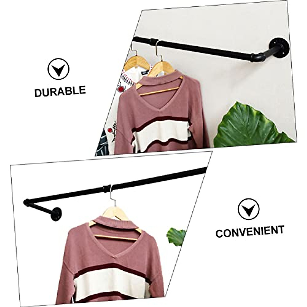 Levemolo 1pc Wall Hanger Outfit Hangers Metal Coat Hanger Wall Mounted Clothes Rack Closet Storage Rod Iron Pipe Metal Clothing Rack Decorative Clothing Hanger Metal Clothing Hanger Props