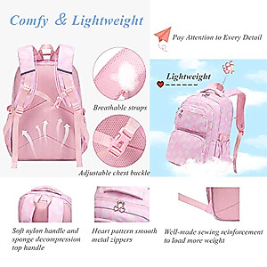 3Pcs Gradient Girls Backpacks Bookbags Set for School with Matching Insulated Lunchbox and Pencil Case