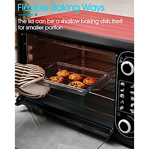 Mini-1 QT (5.7in x 7in) Rectangular Glass Casserole Dish With Glass Lid, (Single Serving) Glass Bakeware with Lid Glass Microwave Casserole Dish Lidded Small Casserole Dish