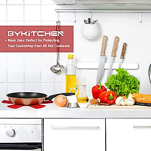 BYKITCHEN Pot and Pan Protectors, Pan Protector with Stars and Moons, Set of 12 and 3 Different Sizes, Larger&Thicker Red Pan Separators/Pot Protectors for Stacking and Protecting Your Cookware