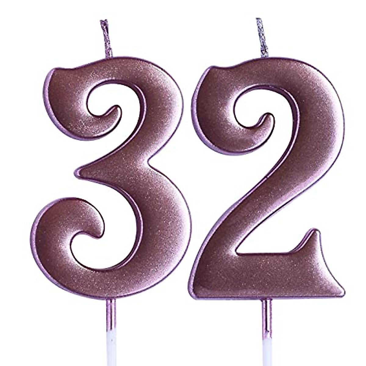 Rose 32nd Birthday Candle, Number 32 Years Old Candles Cake Topper, Woman Or Man Party Decorations, Supplies