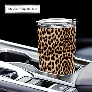 SUABO Leopard Print Cheetah Pattern Tumbler with Lid,Stainless Steel,Vacuum Insulated Coffee Mug,Sport Water Bottle Drinking Cup,Stays Cold/Hot,600 ML