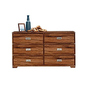 Sauder Vista Key Dresser, L: 59.06" x W: 15.67" x H: 33.31", Blaze Acacia Finish