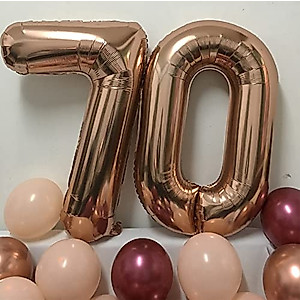 70th Birthday Decorations Women – Happy 70 Birthday Party Supplies for Womens with Champagne Burgundy Flowers Balloons Tissues Decor (Burgundy + Champagne)