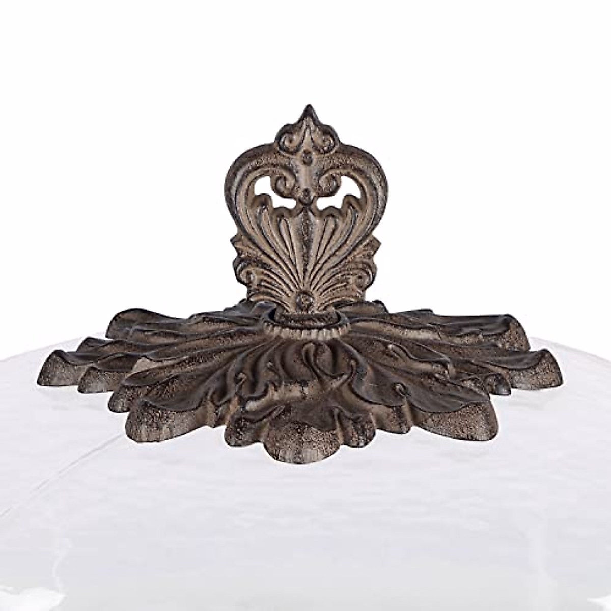 GG Collection 17-Inch Cream Ceramic Pastry Keeper With Glass Dome and Acanthus Leaf Metal Base