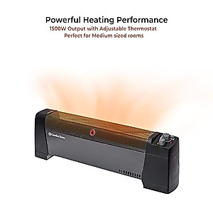 Comfort Zone Electric Baseboard Space Heater with Adjustable Thermostat, Dent-Proof Panels, Overheat Protection, Tip-Over Switch, & Stay-Cool Body, Ideal for Home, Bedroom, & Office, 1,500W, CZ600BK