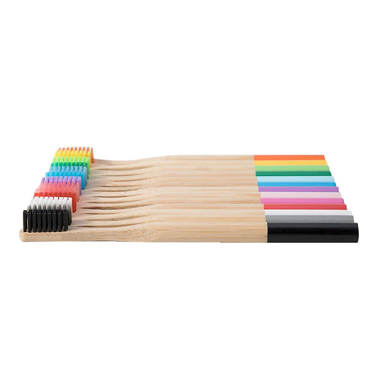 SUPVOX 4pcs Soft Toothbrush Long Handle Bamboo Teeth Brush for Deeply Oral Cavity Cleaning Home Travel Outdoor Adults Kids (Black)