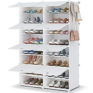 HOMIDEC Shoe Rack, 8 Tier Shoe Storage Cabinet 32 Pair Plastic Shoe Shelves Organizer for Closet Hallway Bedroom Entryway