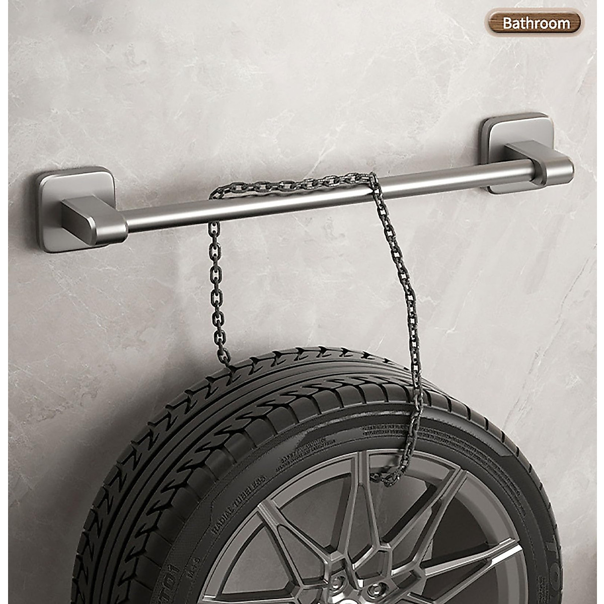 YIKANGHENG Towel Rack, 11.8 Inch No Punching Aluminium Towle Rod for Hanging of Towel and Shoes in Bathroom and Bedroom (Gray)