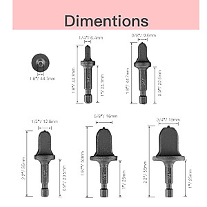 Zorveiio 5 Pcs Swaging Tool Drill Bit Set Swaging Tool Drill Bits, Copper Tube Expander Flaring Tool for Copper Tubing, HVAC Repair Kit with 3/4'' 5/8'' 1/2'' 3/8'' 1/4'' Bits - Hex Handle