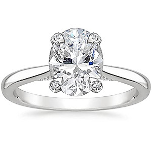 10K Solid White Gold Handmade Engagement Ring 2.0 CT Oval Cut Moissanite Diamond Solitaire Wedding/Bridal Ring Set for Womens/Her Propose Ring (6)