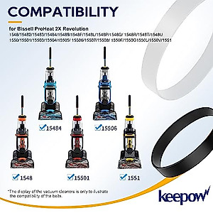 KEEPOW Replacement Belt Set Compatible with Bissell Proheat 2X Revolution Pet Pro Carpet Cleaner Models 1548 1550 1551 35799 Compare to Parts #1606418 & 1606419 & 1606428, 3 Pack