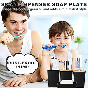 Black Bathroom Accessories Set with Glitter Shower Curtain,10 Piece Bathroom Sets with Trash Can,Toothbrush Holder,Toothbrush Cup,Lotion Soap Dispenser,Vanity Tray,Soap Dish,Toilet Brush,Qtip Holder